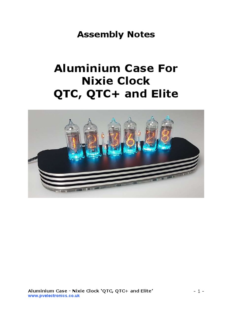 Aluminium Case For Nixie Clock QTC, QTC+ and Elite: Assembly Notes ...