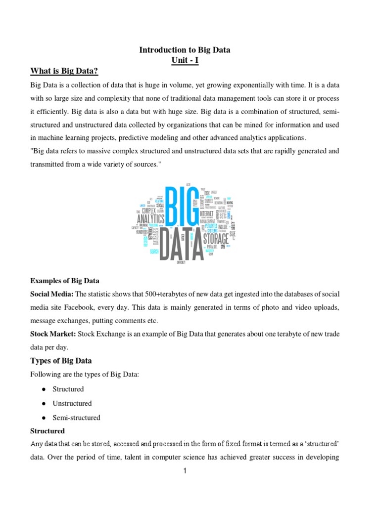 An Introduction to the Fundamental Concepts of Big Data: Volume, Variety, Velocity and Value ...