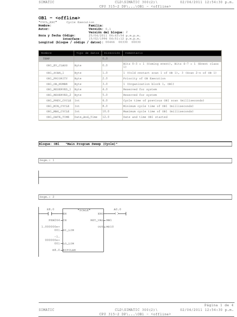 SIMATIC OB1 Cycle Execution Overview | PDF | Computer Architecture ...