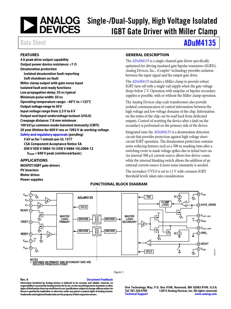 Single-/Dual-Supply, High Voltage Isolated IGBT Gate Driver With Miller ...
