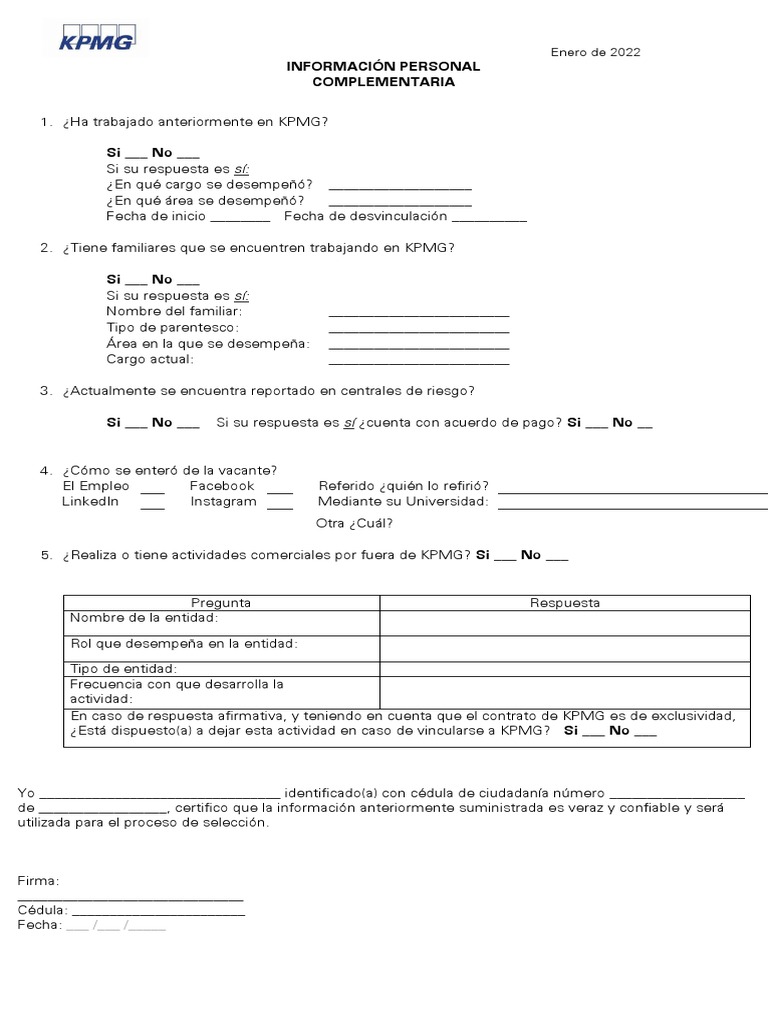 Formato de Información Complementaria | PDF