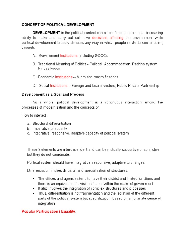 Concept of Political Development | PDF | System | Institution