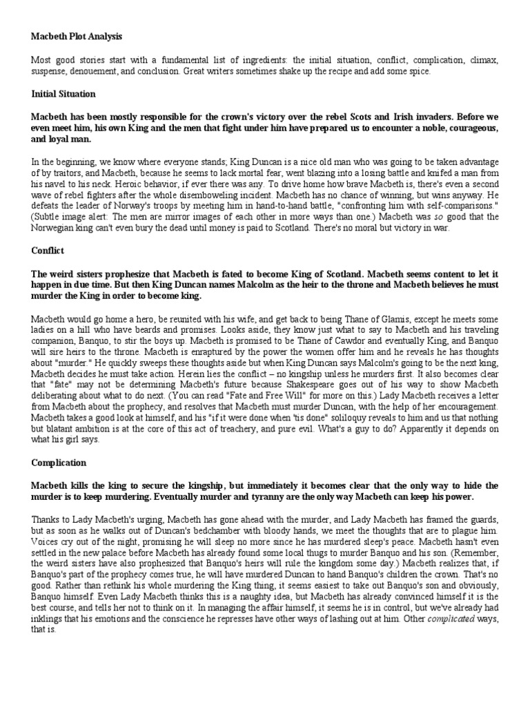 Macbeth Plot Analysis | PDF | Macbeth | Shakespearean Tragedies
