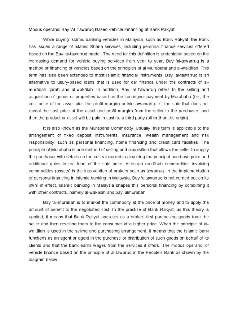 Modus Operandi Bay. Tawarruq | PDF | Islamic Banking And Finance | Banks