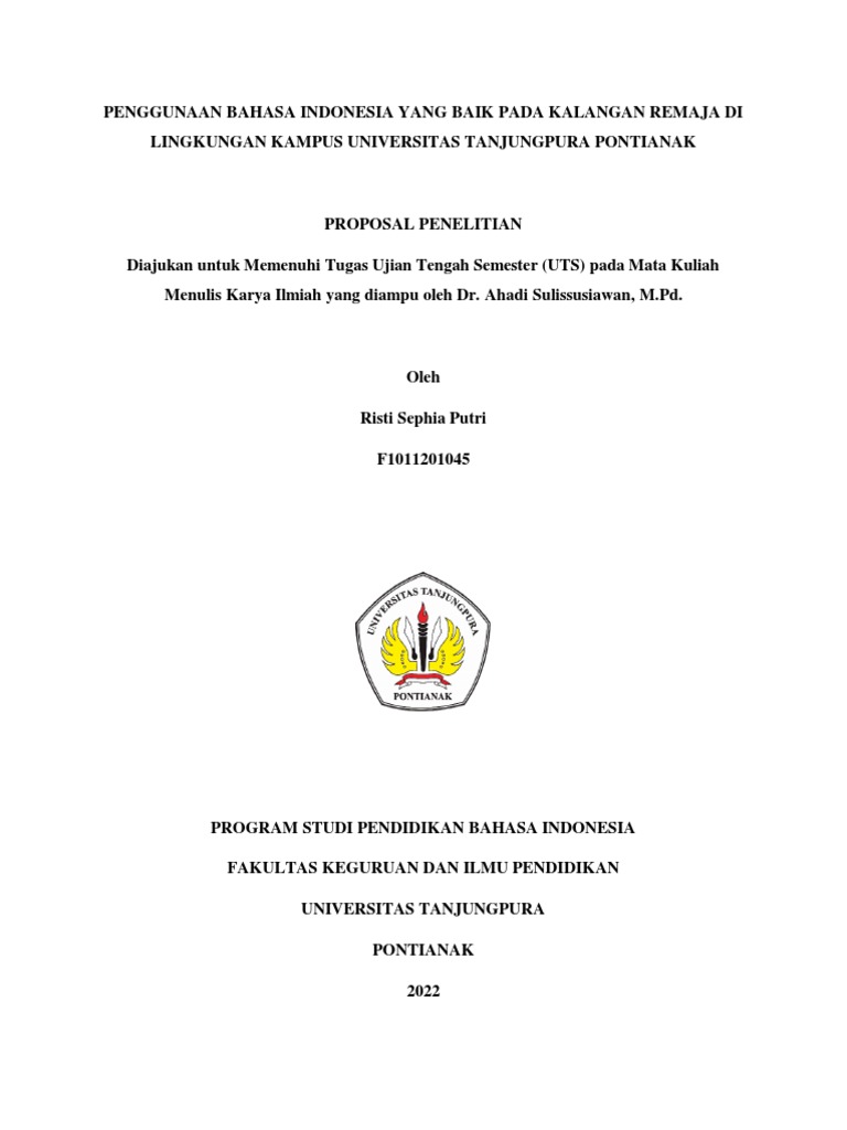 Tugas Proposal Mata Kuliah Menulis Karya Ilmiah | PDF