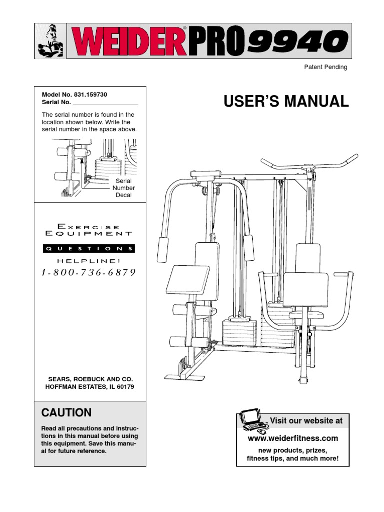 Weider Pro 9940 | PDF | Screw | Washer (Hardware)