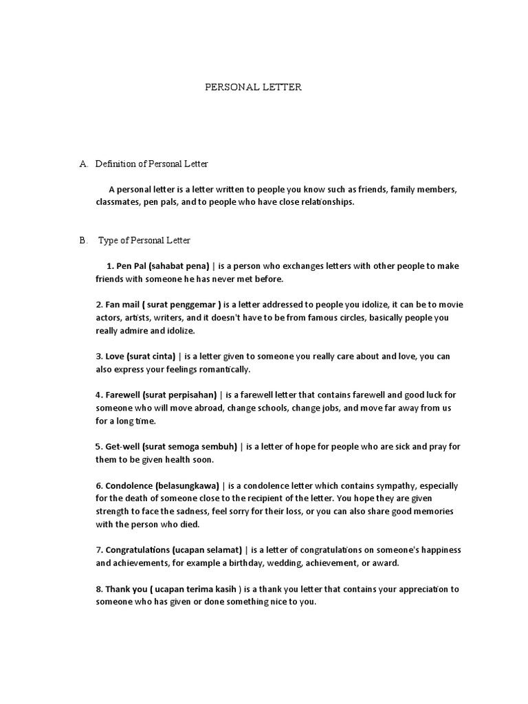 Definition of Personal Letter | PDF