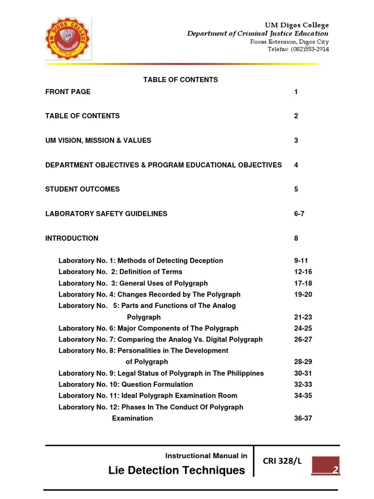 Polygraphy Lab Manual Pdf Laboratories Polygraph