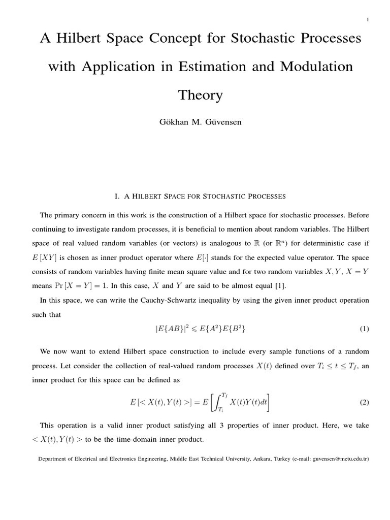 Hilbert Space For Random Processes | PDF | Eigenvalues And Eigenvectors | Stochastic Process