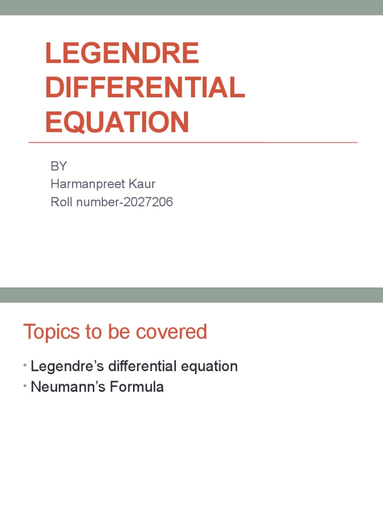 Legendre Differential Equation | PDF