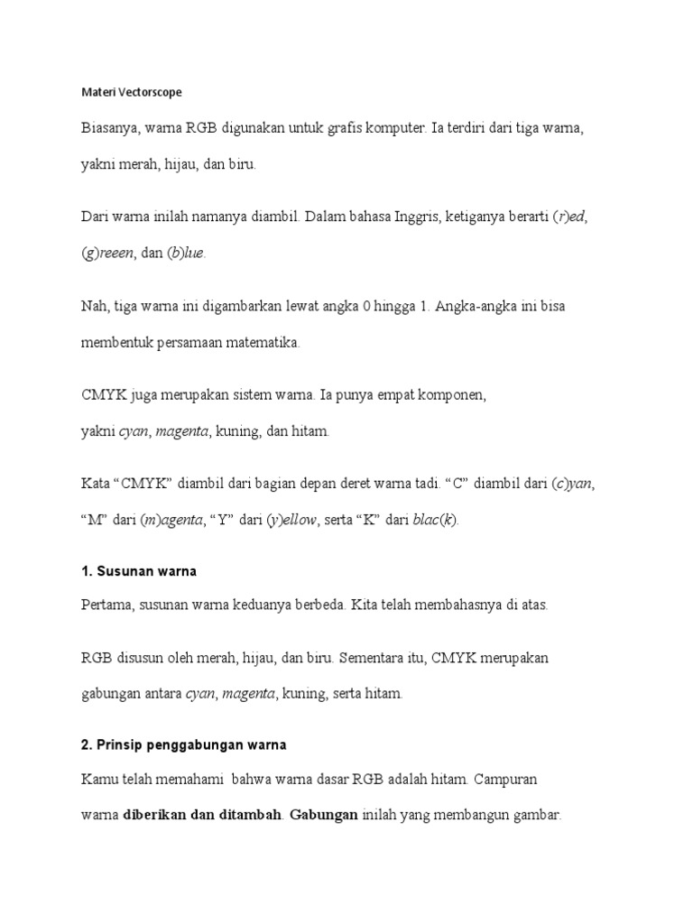 Materi Vectorscope: 1. Susunan Warna | PDF