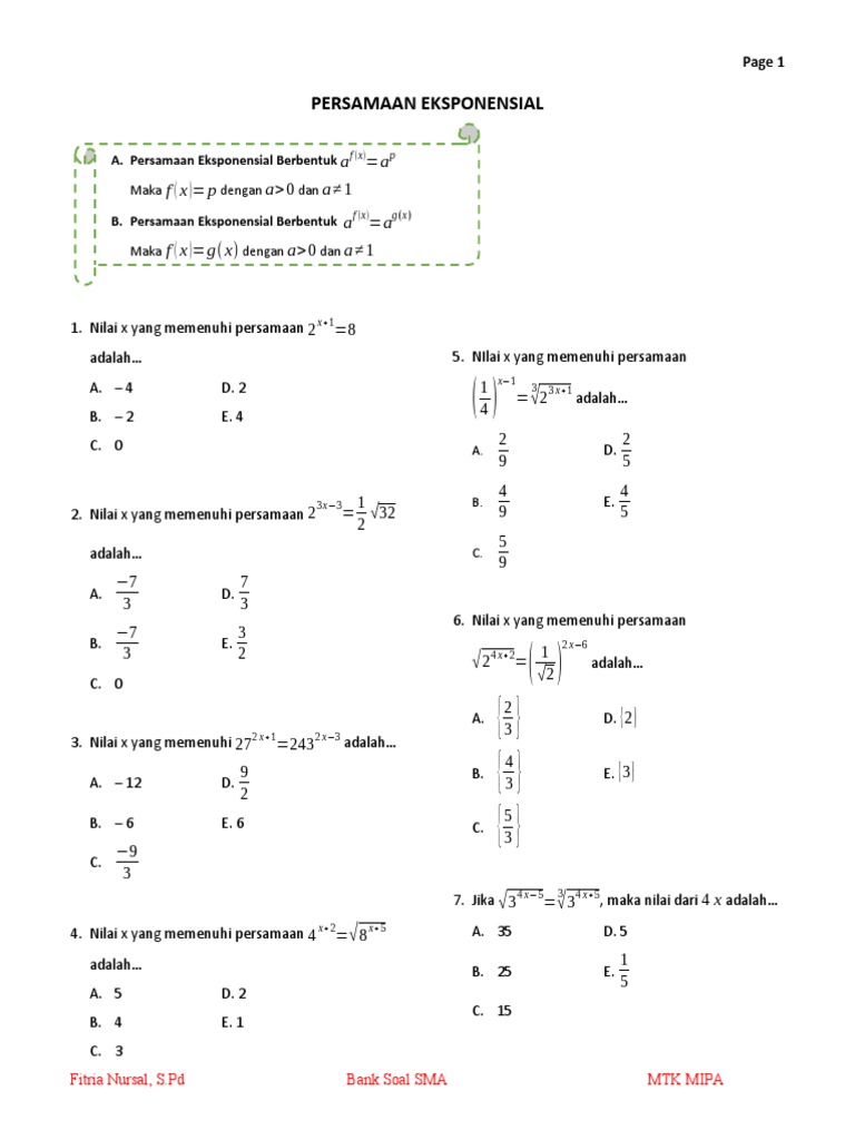EKSPONENSIAL - Persamaan | PDF