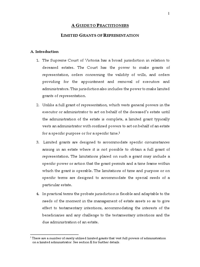 A Guide To Practitioners - Limited Grants of Representation | PDF ...
