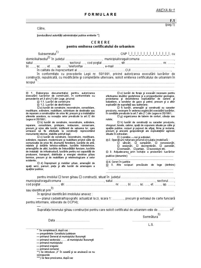 CERERE Certificat de Urbanism | PDF