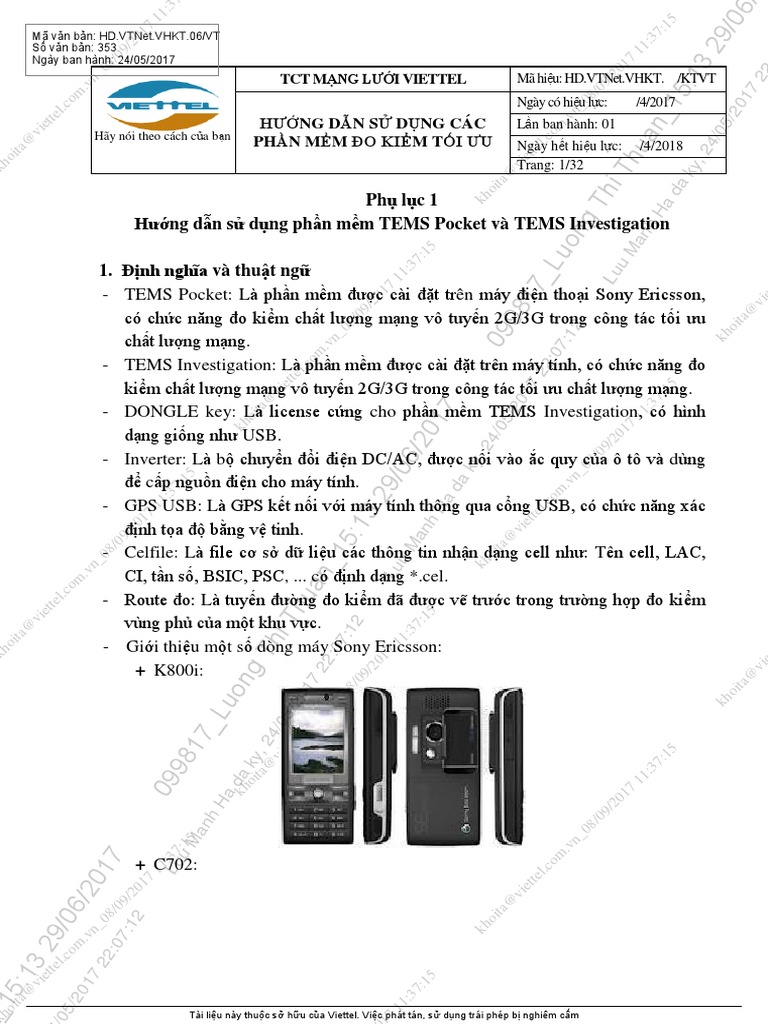 HD SD Cac Phan Mem Do Kiem Toi Uu - PL1 - TEMS Pocket & TEMS ...
