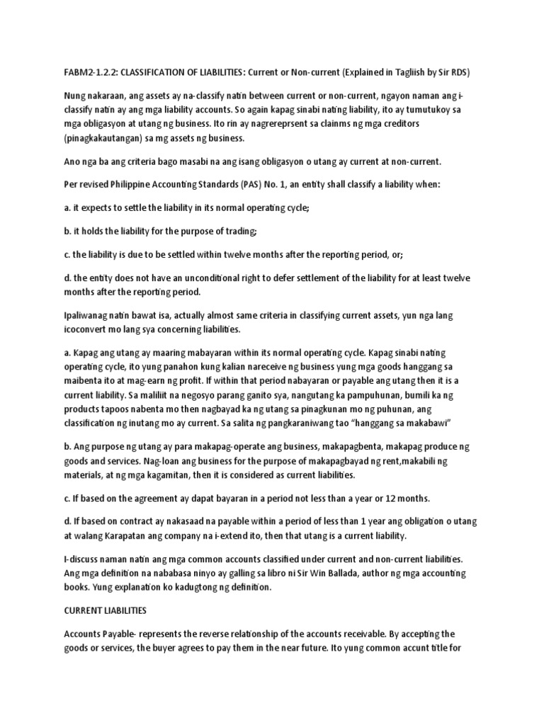 Classification of Liabilities | PDF