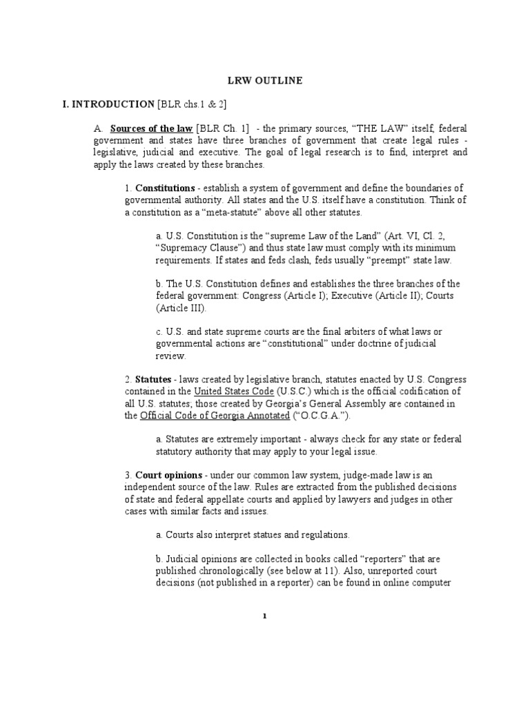 LRW Outline | PDF | United States Code | Case Citation