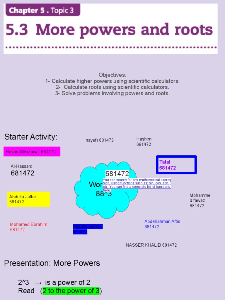 Solving Powers and Roots Equations | PDF | Mathematics | Mathematical ...