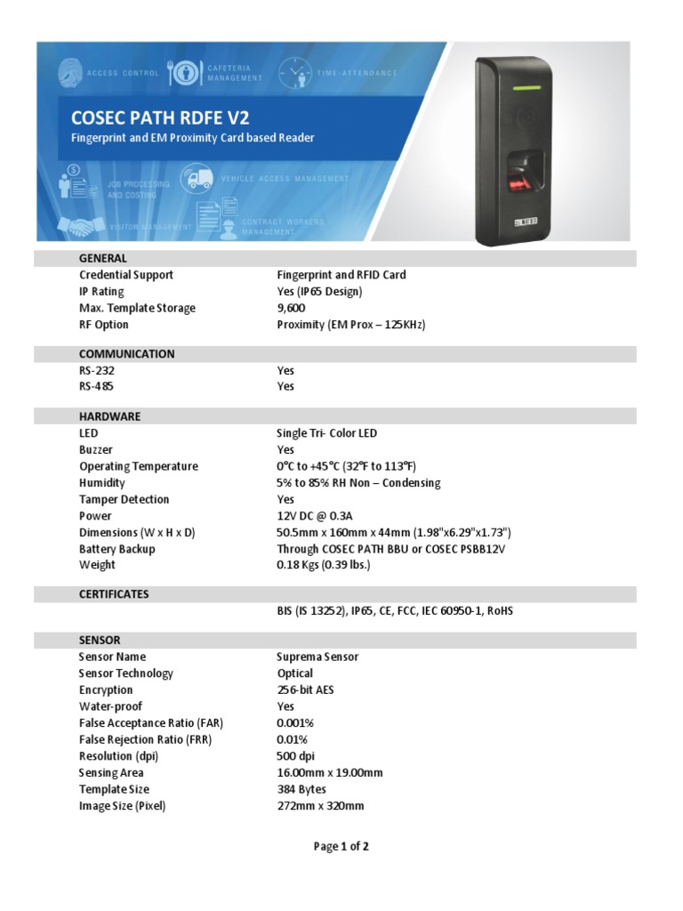 Technical Specification Matrix COSEC PATH RDFE | PDF | Computing ...