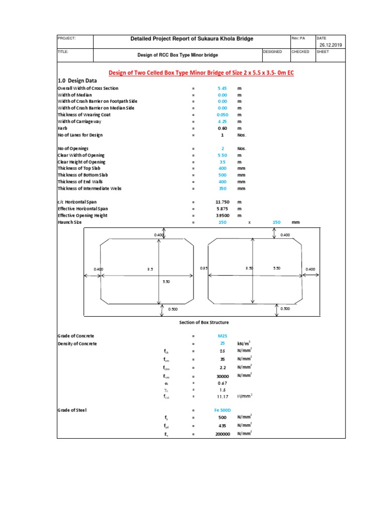 RCC Box Bridge Design | PDF