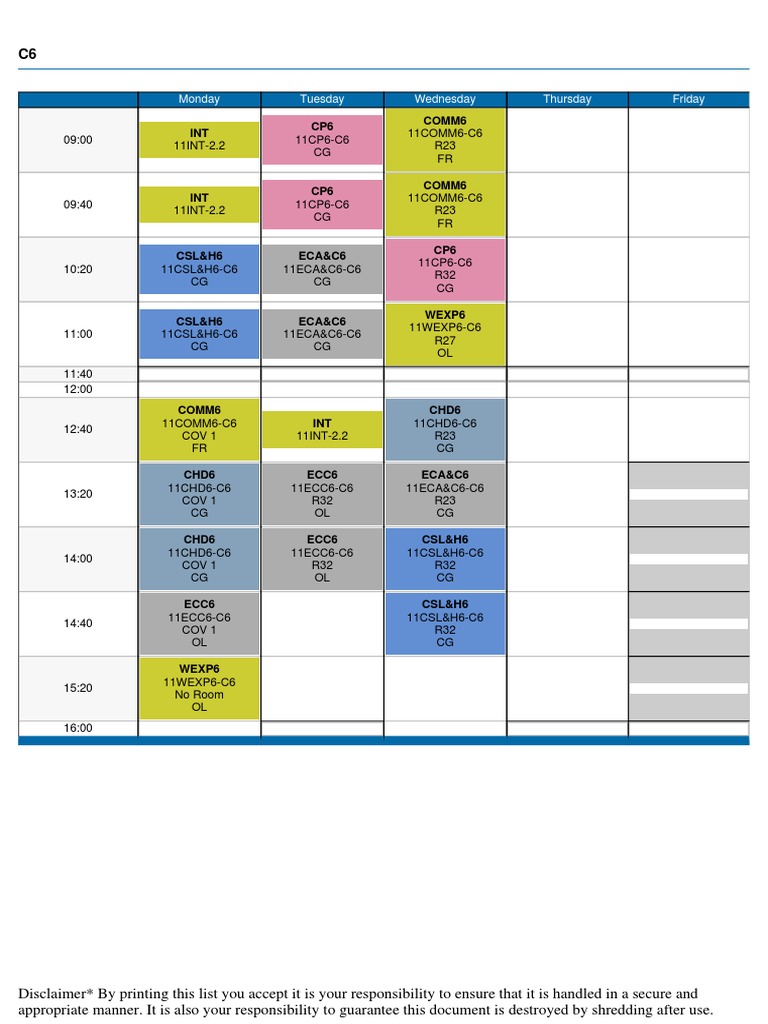 Timetable - Childcare6 | PDF