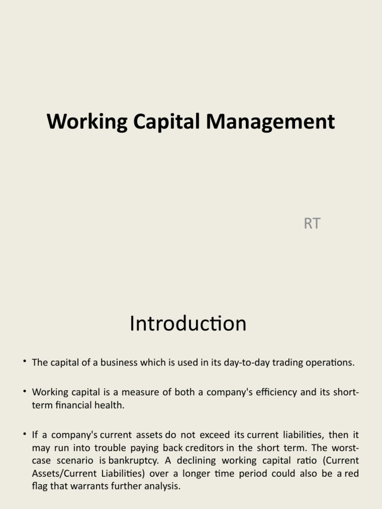 Working Capital Management | PDF | Working Capital | Finance & Money ...