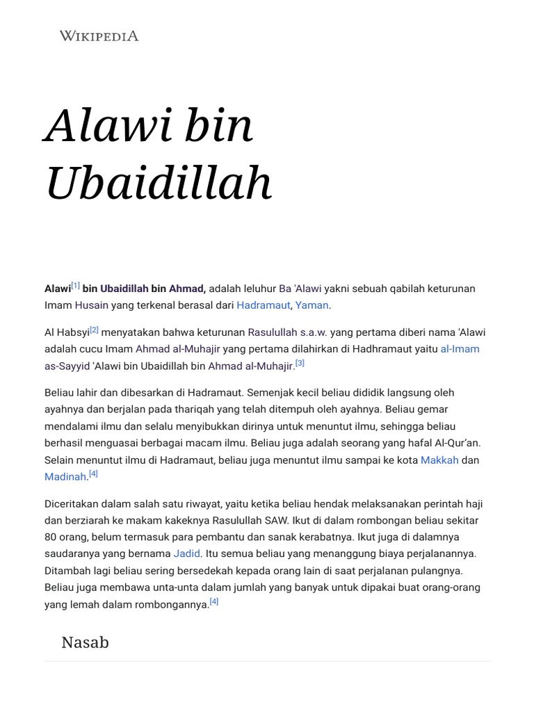 Nasab dan Sejarah Alawi bin Ubaidillah | PDF