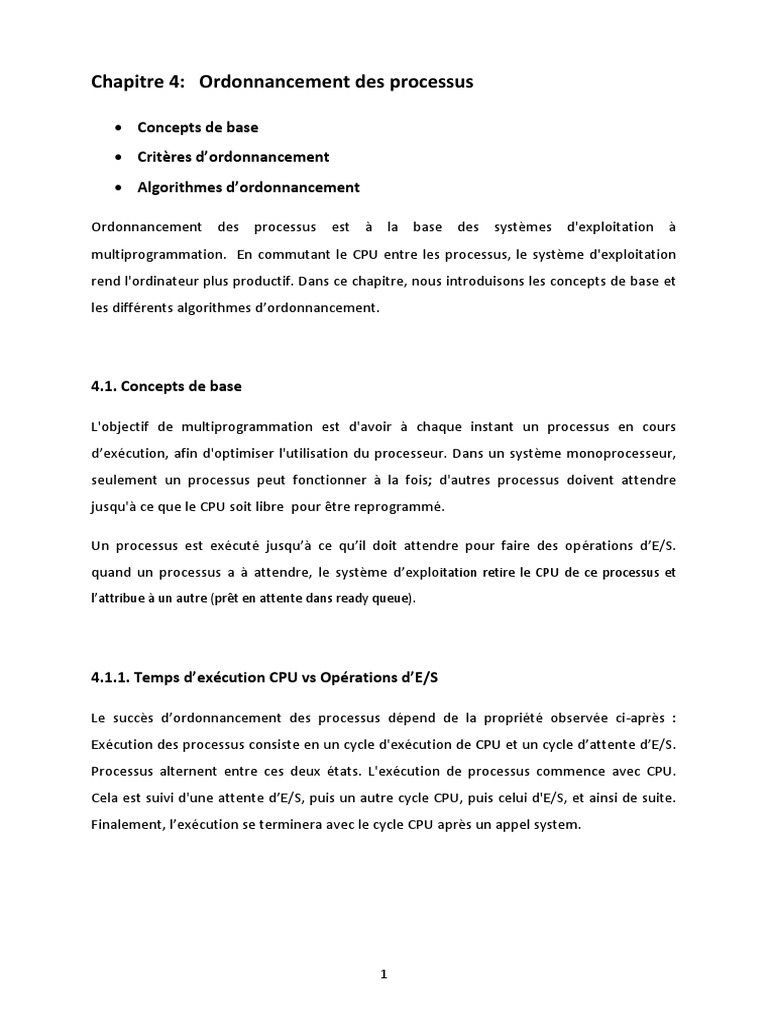Algorithmes d'Ordonnancement des Processus | PDF | Ordonnancement dans ...