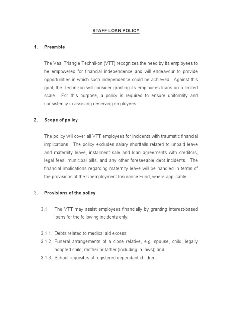 Staff Loan Policy | PDF