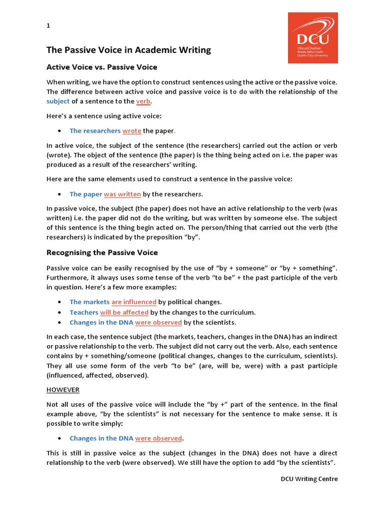 Passive Voice in Academic Writing | PDF | Verb | Grammar