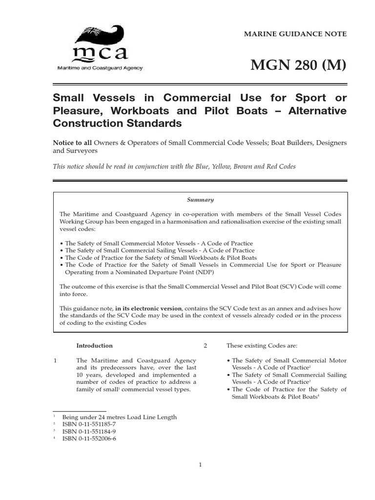 Mgn280 Small Commercial Vessel | PDF | Sea Captain | Ship Transport
