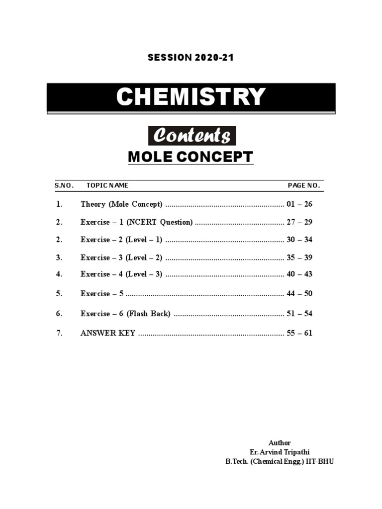 Mole Concept | PDF | Mass Concentration (Chemistry) | Mole (Unit)