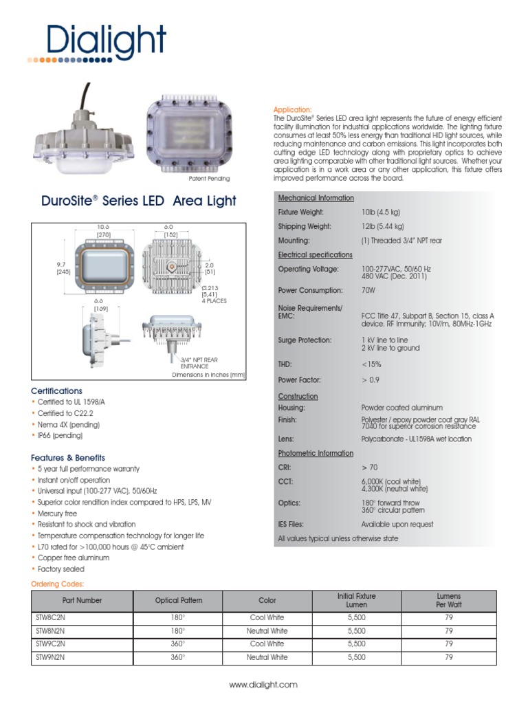 Durosite Series Led Area Light: Application | PDF | Lighting | Light ...