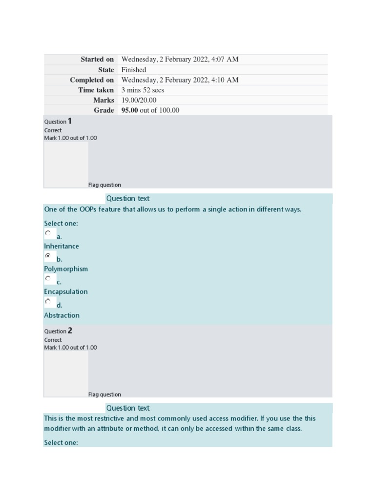 Prelim Quiz 2 | PDF | Inheritance (Object Oriented Programming) | Class (Computer Programming)