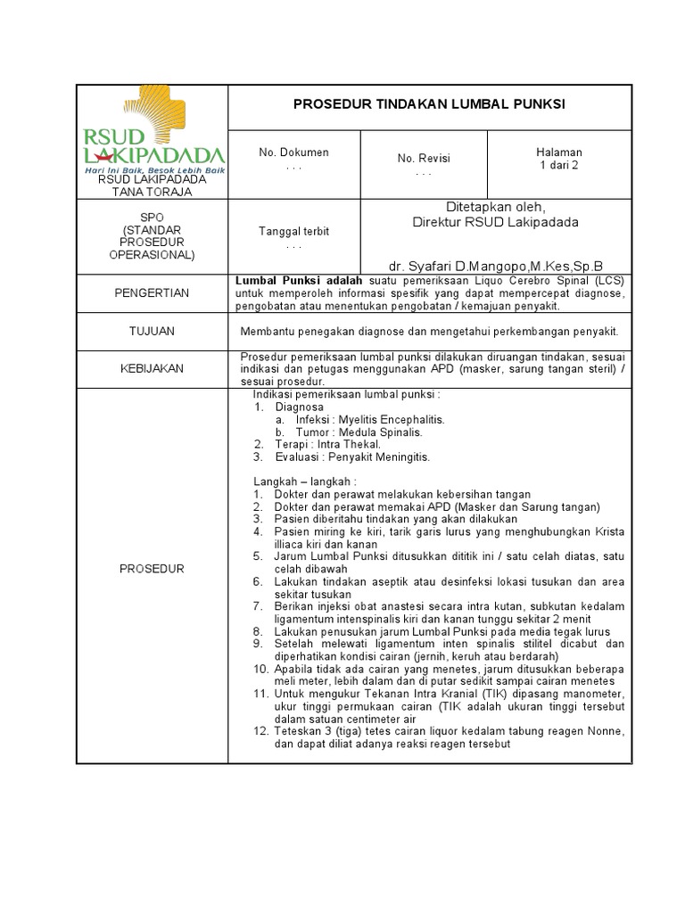 Spo Lumbal Fungsi | PDF