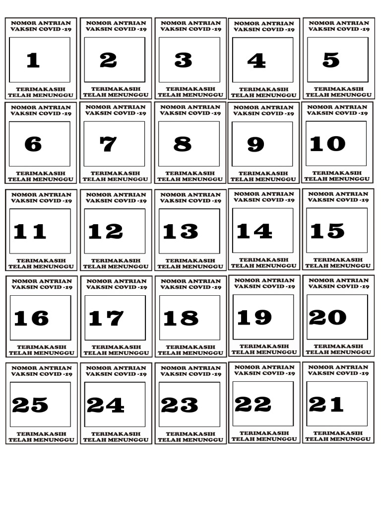 Nomor Antrian 1-100 | PDF