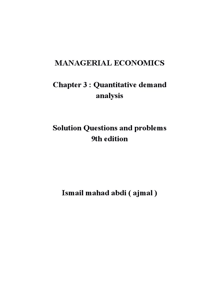 Solution ch3 Managerial Economic | PDF