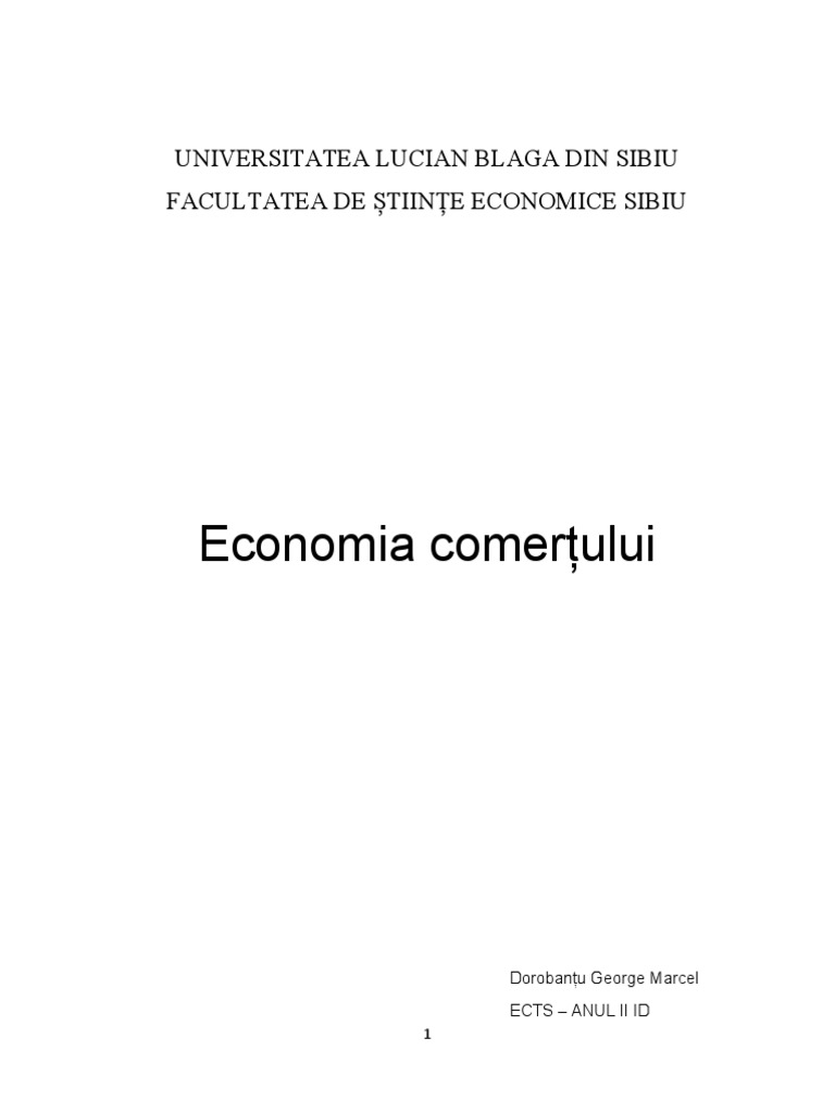 Economia Comertului Tema 1 | PDF