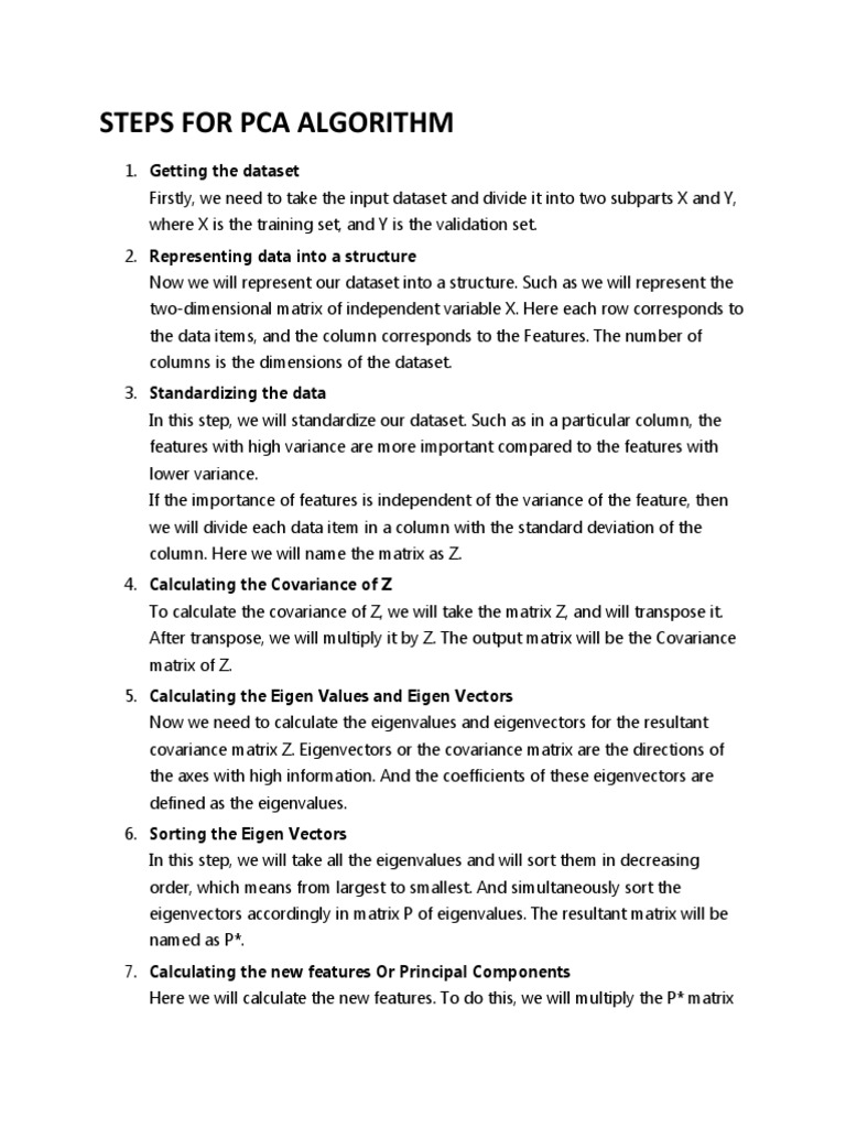 Steps For Pca Algorithm | PDF