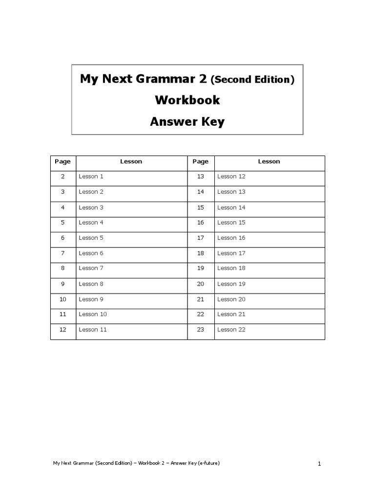 My Next Grammar 2 Workbook Answer Key: (Second Edition) | PDF | Noun ...