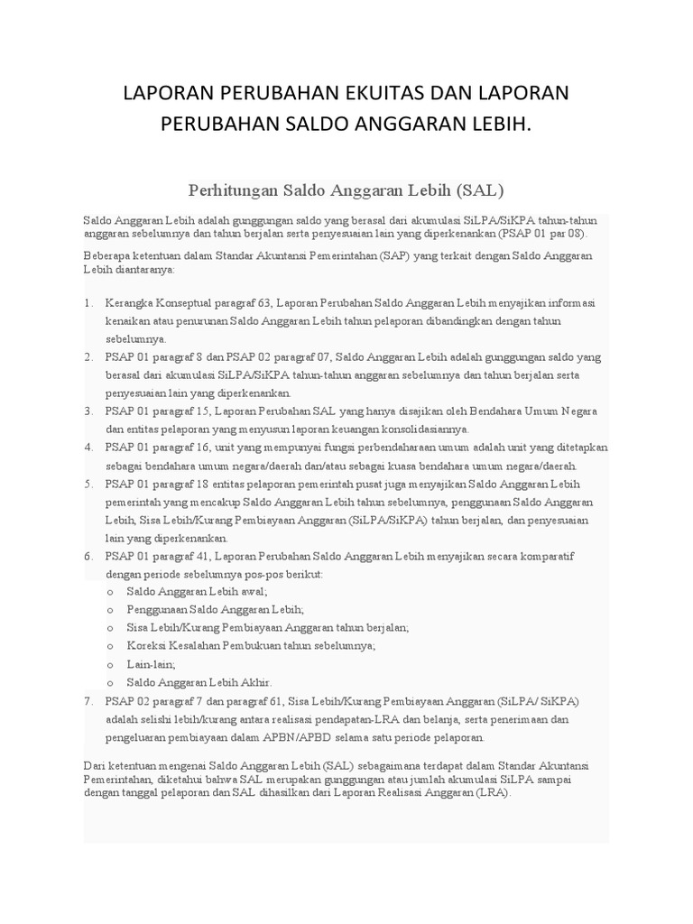 Laporan Perubahan Ekuitas | PDF
