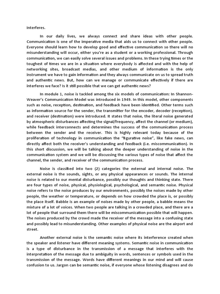 Understanding the Deeper Impact of Noise in the Communication Process ...