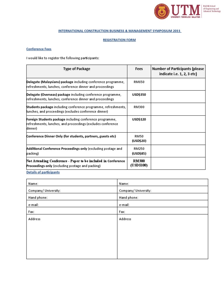 Registration Form Icbms2011 Final (3) Revised (23052011) | PDF ...