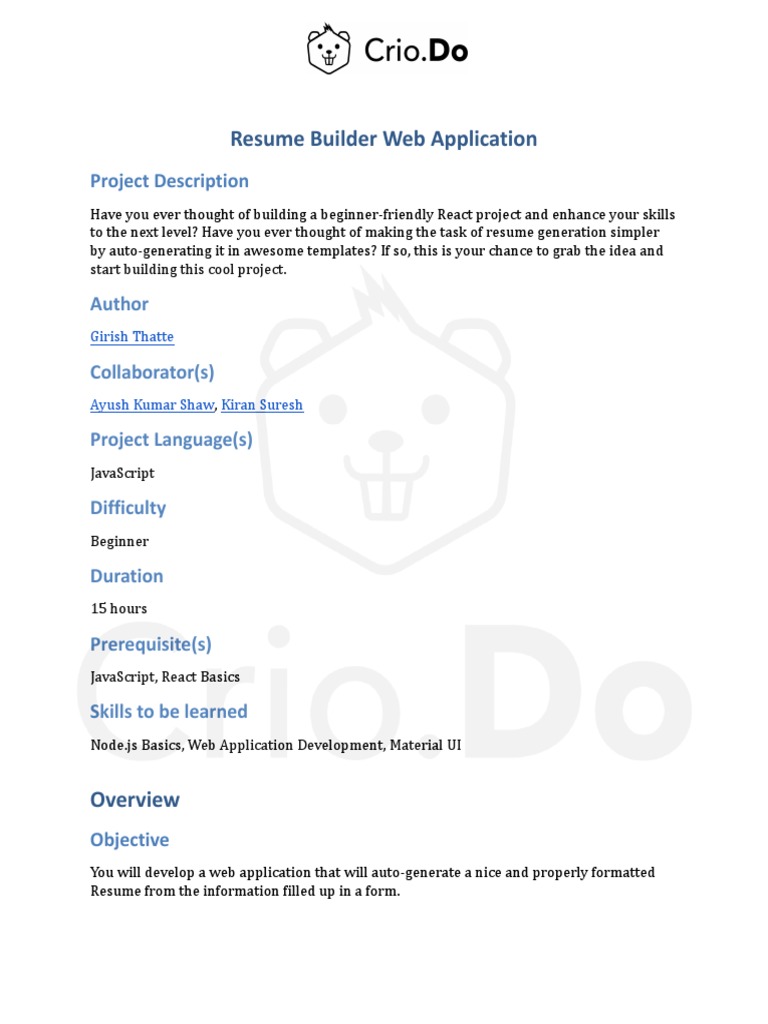 React Resume Builder Project Guide | PDF | Web Application | Client ...