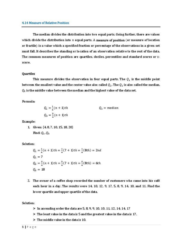 4.14 Measures of Position | PDF | Percentile | Standard Score