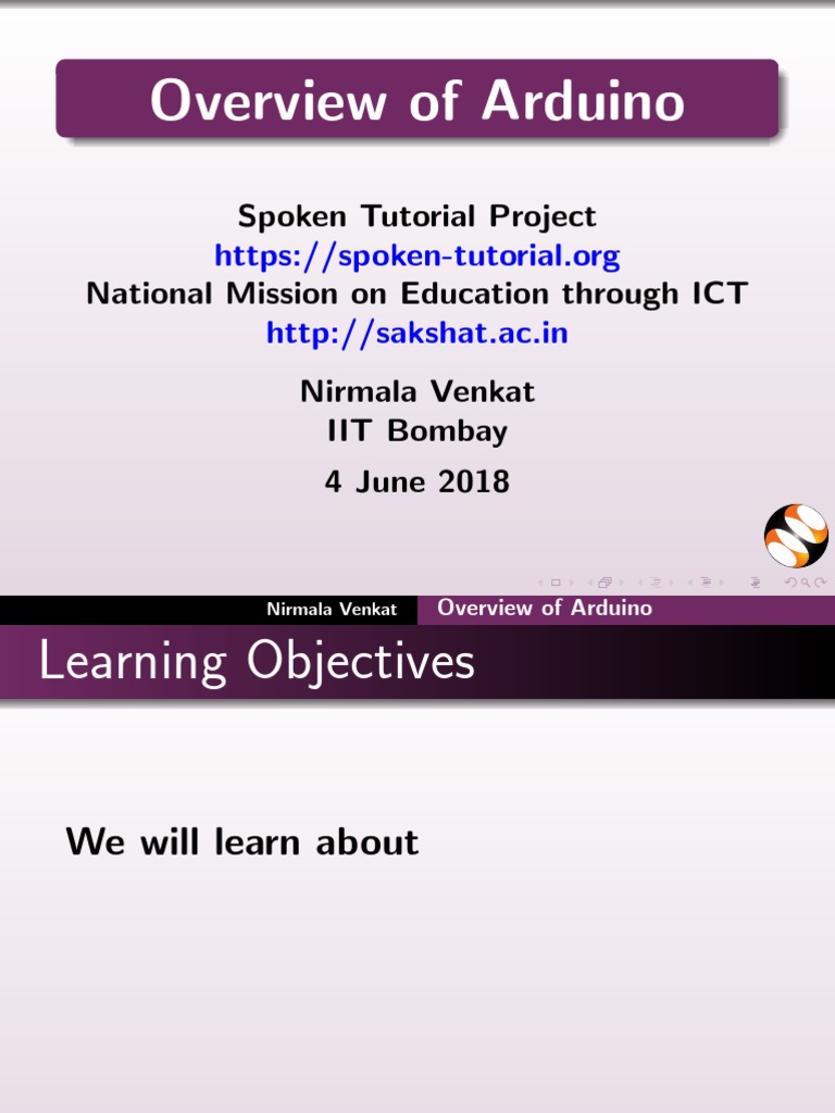 Overview Of Arduino Spoken Tutorial Project National Mission On 0703