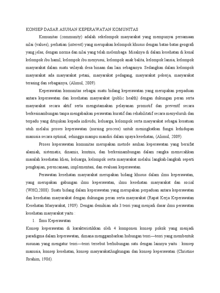 Konsep Dasar Keperawatan Komunitas | PDF | Pengembangan Diri