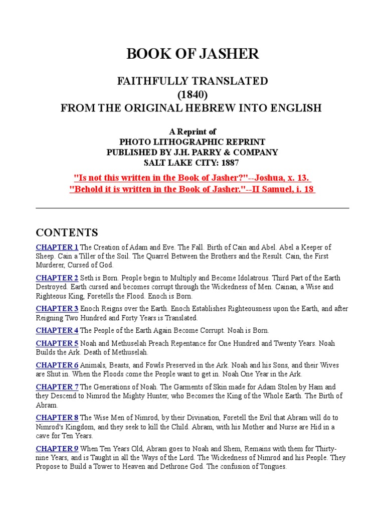 The Book of Jasher | PDF | Jacob | Sarah