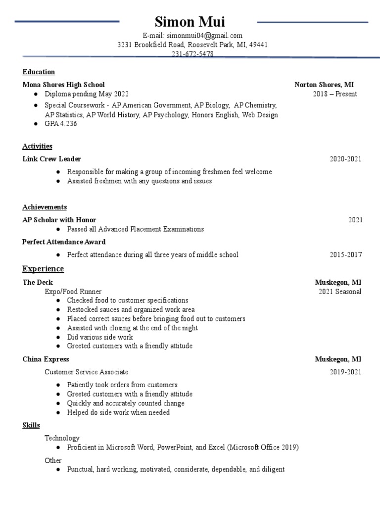 Simon Mui Resume | PDF