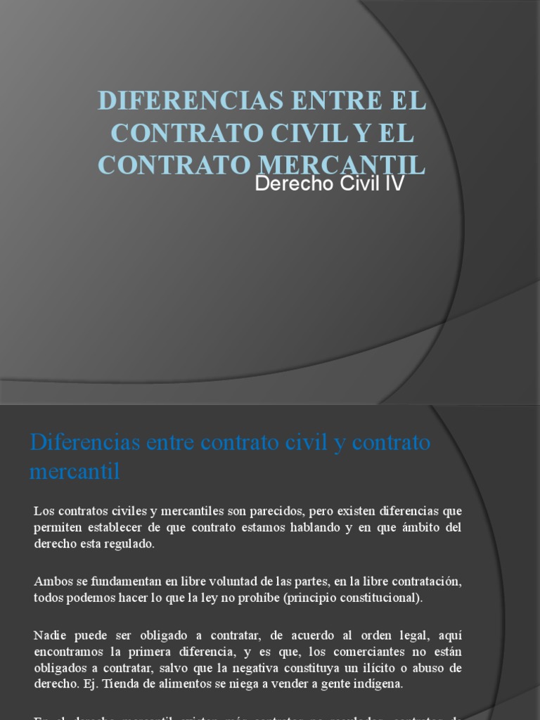 7 Diferencias Entre El Contrato Civil y El Contrato Mercantil | PDF | Propiedad | Business